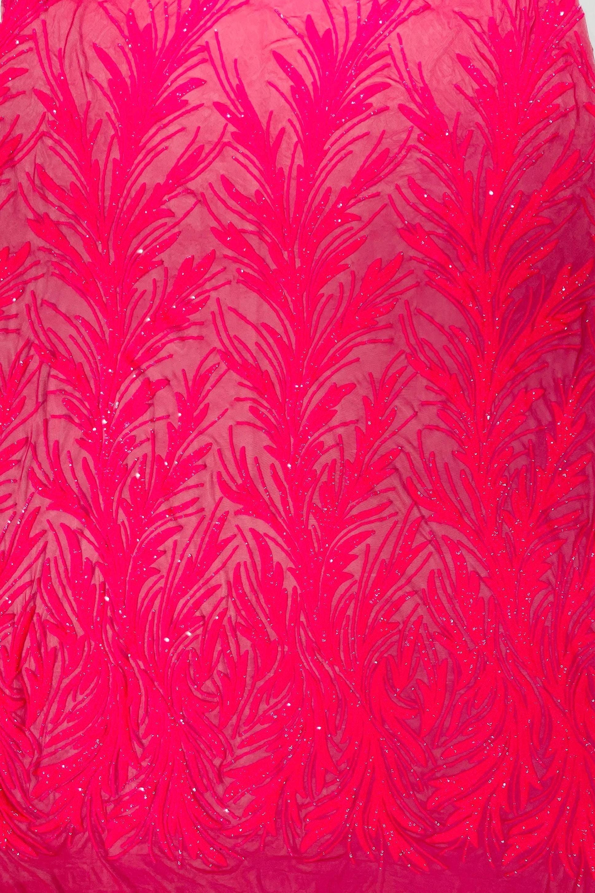 Hot Pink Sequin Fabric: 4-way Stretch Lace Mesh, Prom Gown - Etsy
