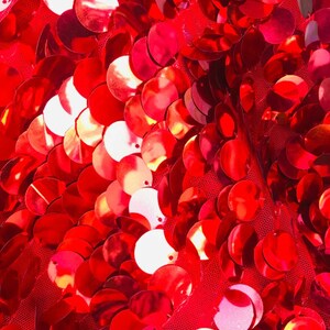 Red Round Sequin Paillette Iridescent, Tear Drop Mermaid Sequins Fabric ...