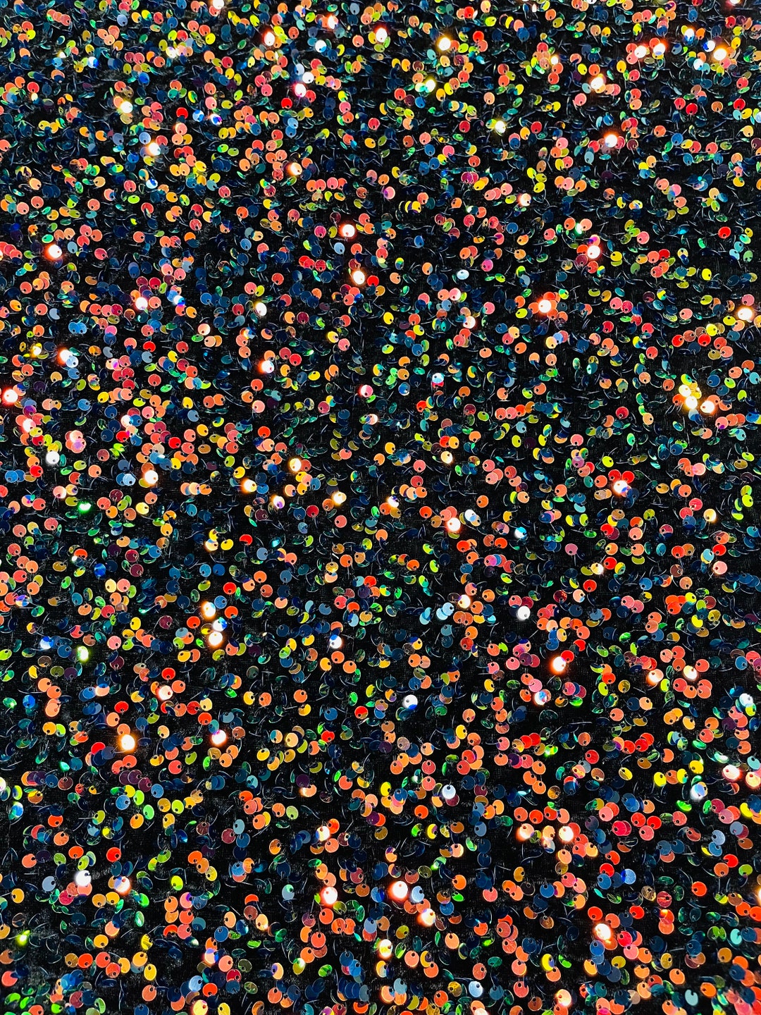 Multi Color Sequin Black Stretch Velvet Fabric: 5mm Shining Sequins - Etsy