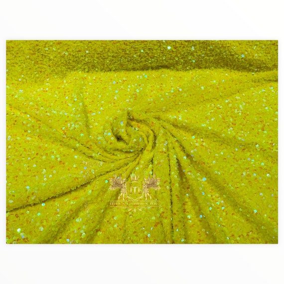 Yellow Iridescent Sequin on Stretch Velvet With Luxury Sequins | Etsy