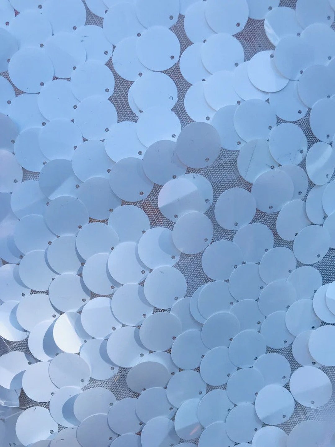 White Round Sequin Paillette Iridescent, Tear Drop Mermaid Sequins ...