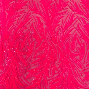 Hot Pink Sequin Fabric: 4-way Stretch Lace Mesh, Prom Gown - Etsy