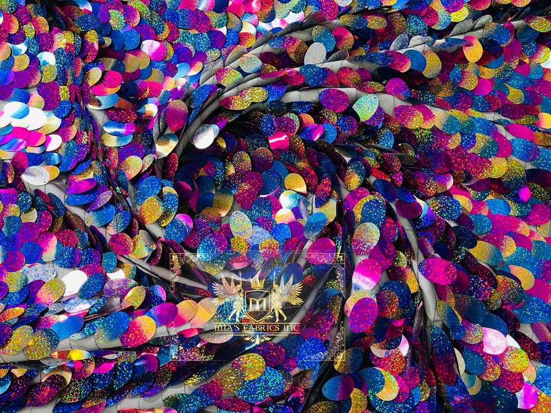 Multi Color Big Sequins Oval Sequin Paillette, by the Yard - Tear Drop ...