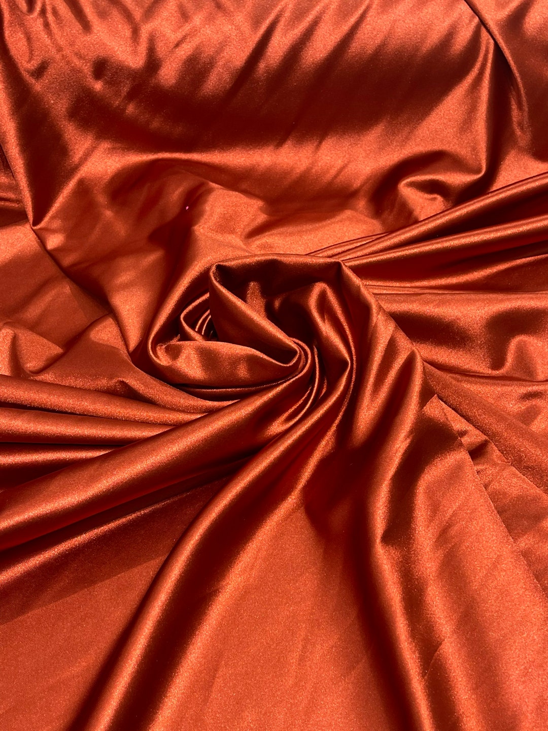 Burnt Orange Shiny Spandex Fabric: 4-way Stretch Polyester, Sold by the ...