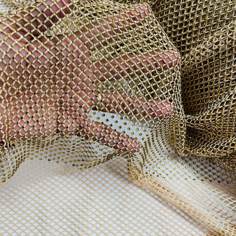 Rhinestone Fishnet Fabric - Etsy