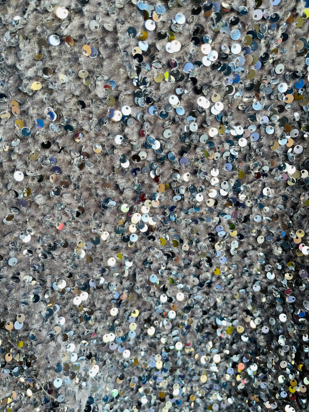 Gray Sequin on Gray Stretch Velvet With Luxury Sequins All Over 5mm ...