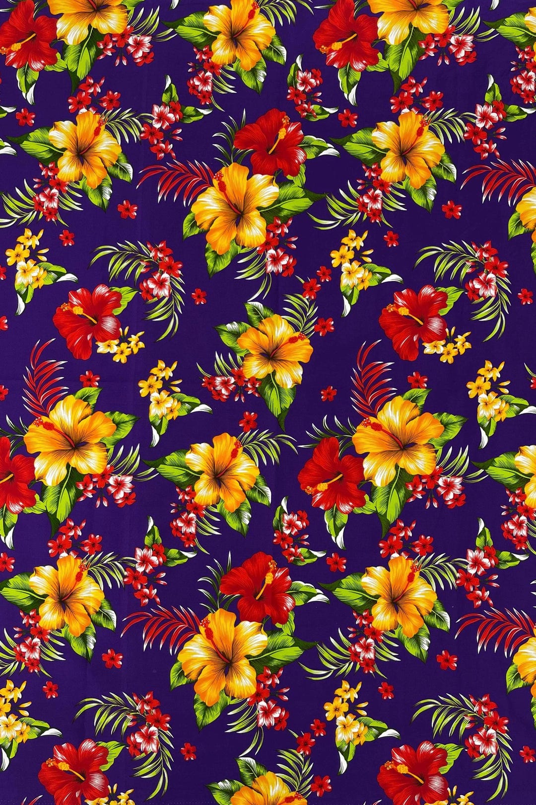 Purple Hawaiian Print Tropical Cotton Fabric Floral 45" by Yard, 100% ...