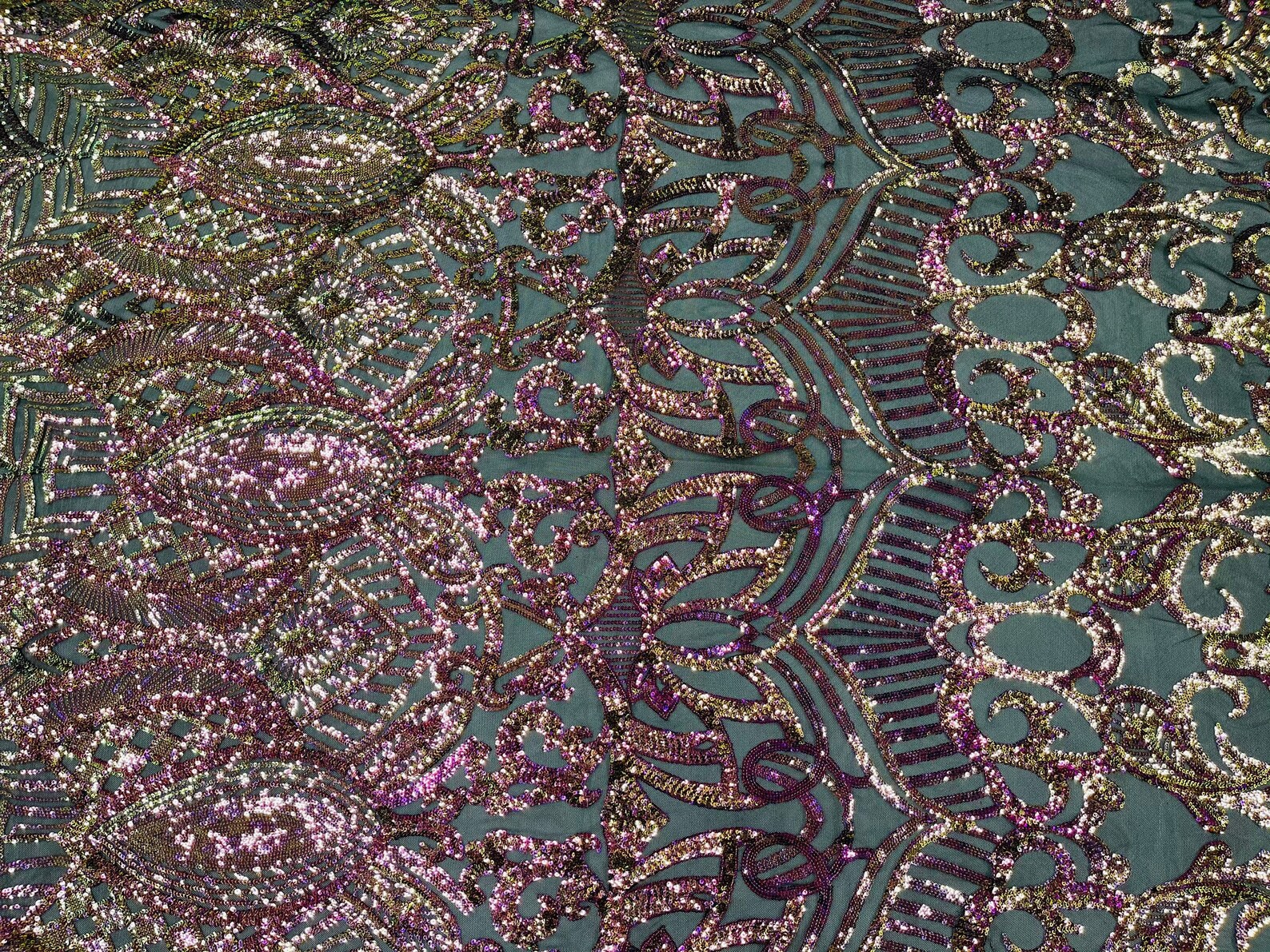 Iridescent Purple Sequin Mesh Fabric, Royalty Design, 4-way Stretch, by ...
