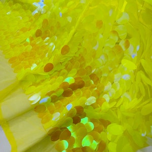 Yellow Iridescent Jumbo Sequins Oval Sequin Paillette by the Yard ...