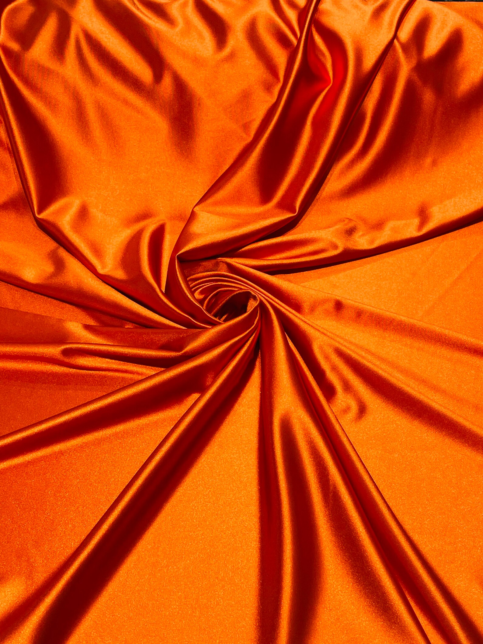 Burnt Orange Shiny Spandex Fabric: 4-way Stretch Polyester, Sold by the ...