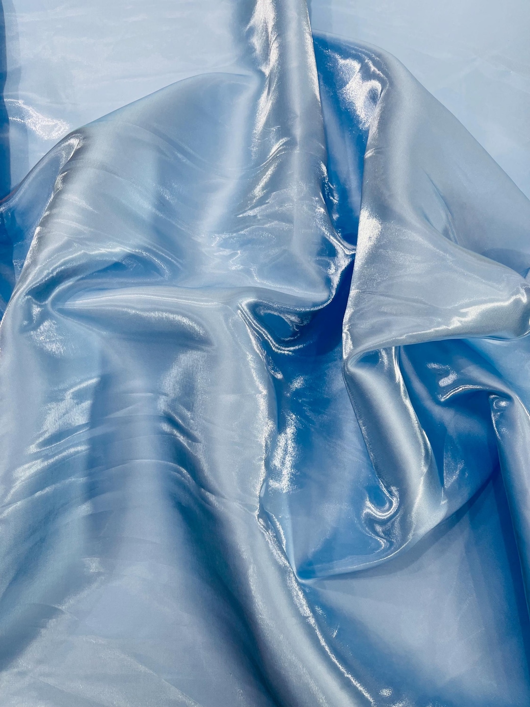 Baby Blue Liquid Crystal Satin Fabric: Ultra Glossy Bridal Satin by the ...