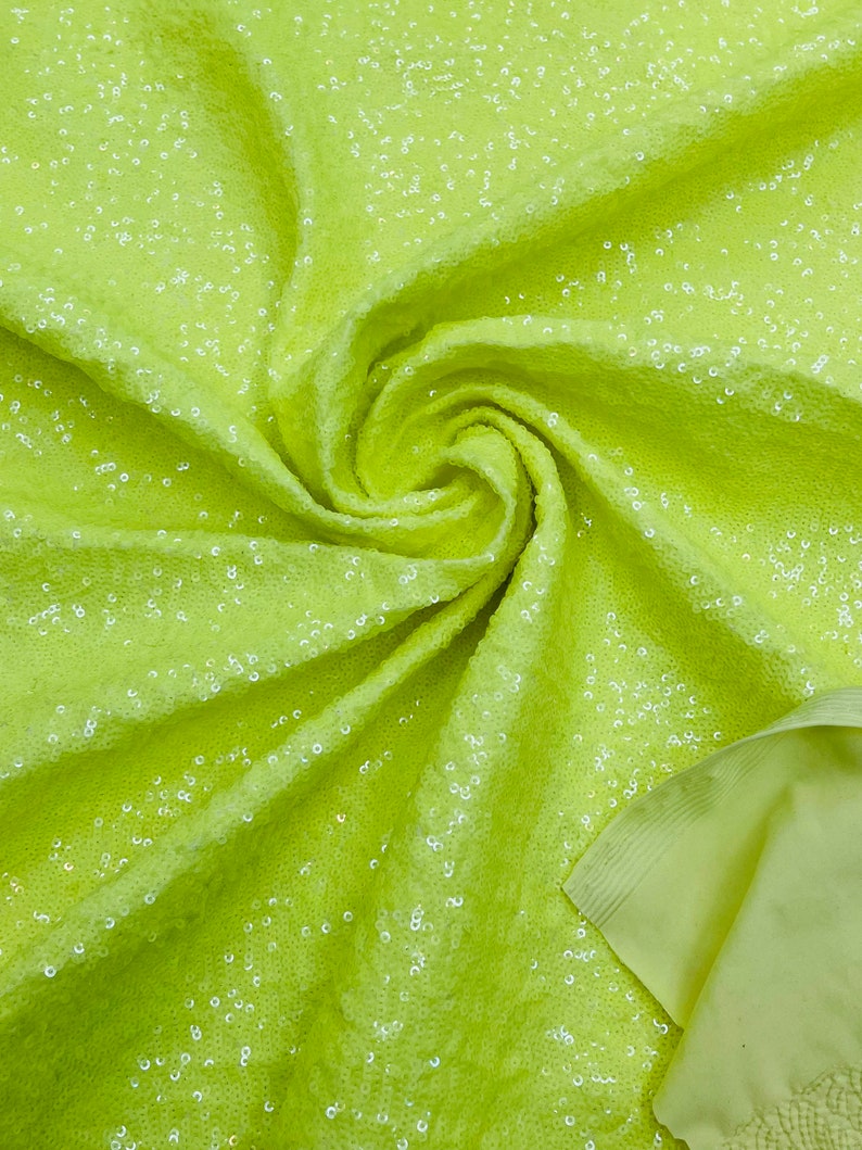 Neon Yellow Mini Glitz Sequins by the Yard on Spandex Fabric - Etsy