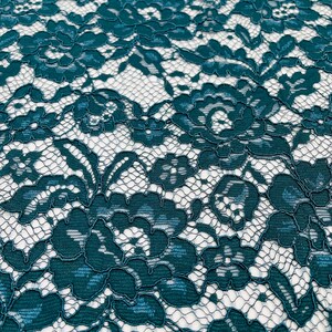 Teal Corded Floral Lace Fabric Sample: Scalloped Wedding Lace (2”x4 ...