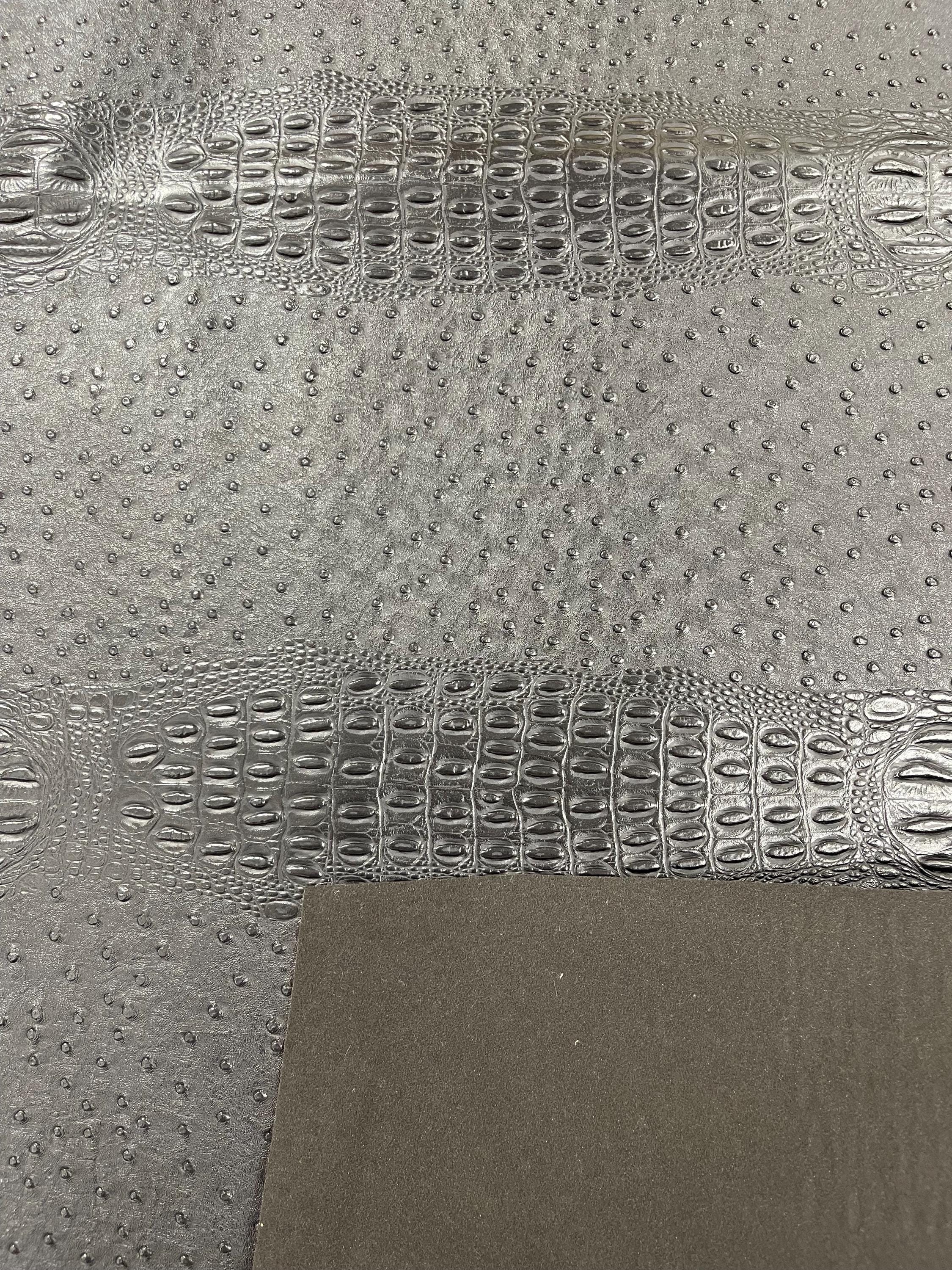 Black Embossed Ostrich Gator Vinyl Fabric: Upholstery, Purses, Shoes ...