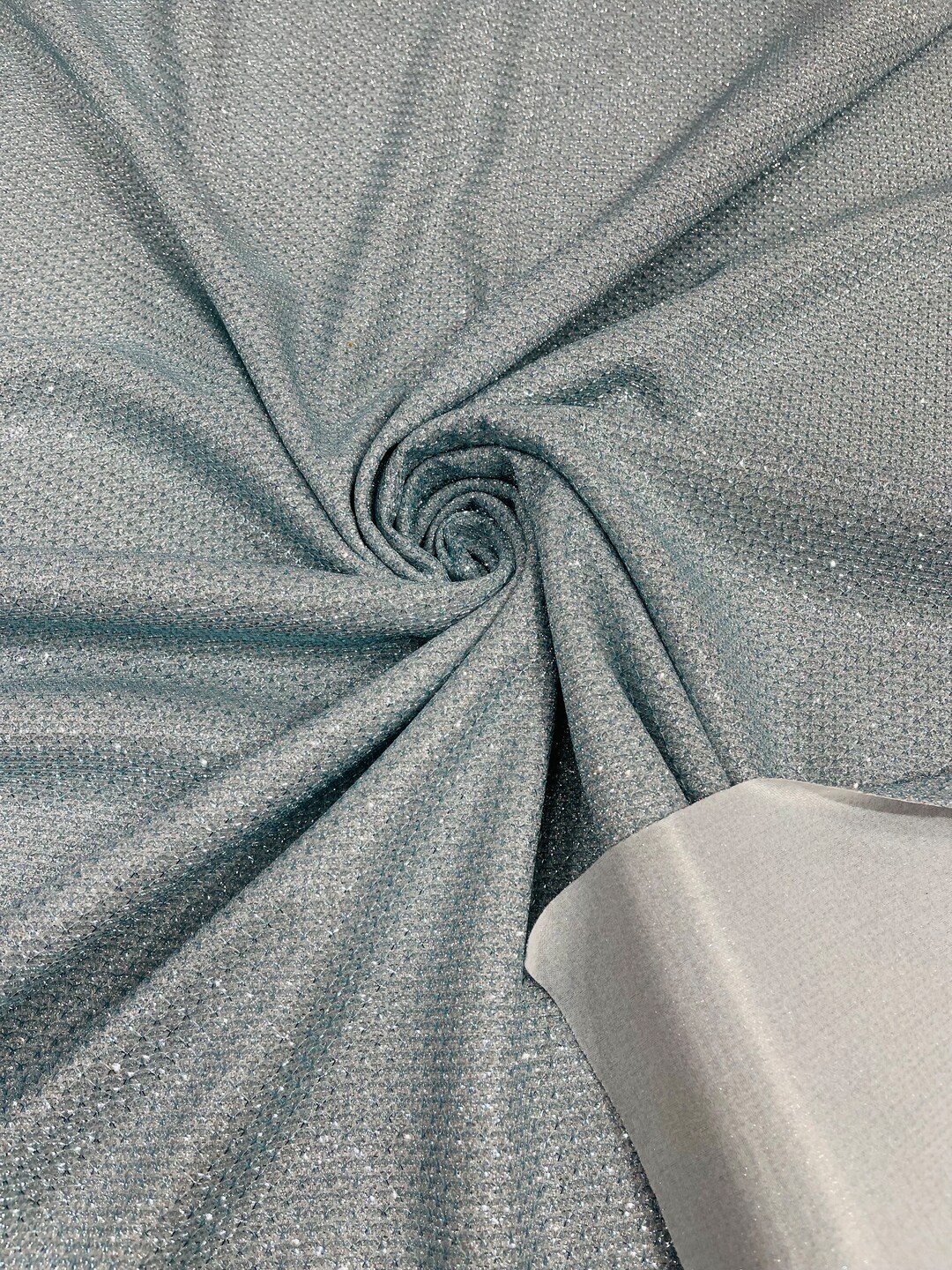 Light Blue Shimmer Fabric by Yard, Stretch Glitter Fabric | Luxury ...