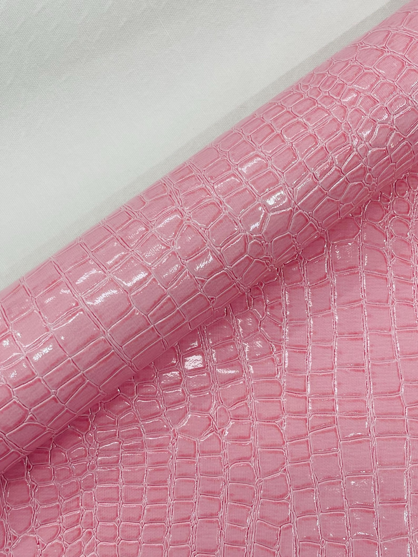 Pink Crocodile Embossed Vinyl Fabric: Faux Leather Upholstery - 54 ...