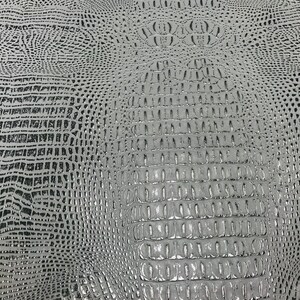 Silver/silver Two Tone Crocodile Faux Fake Leather Vinyl Fabric ...