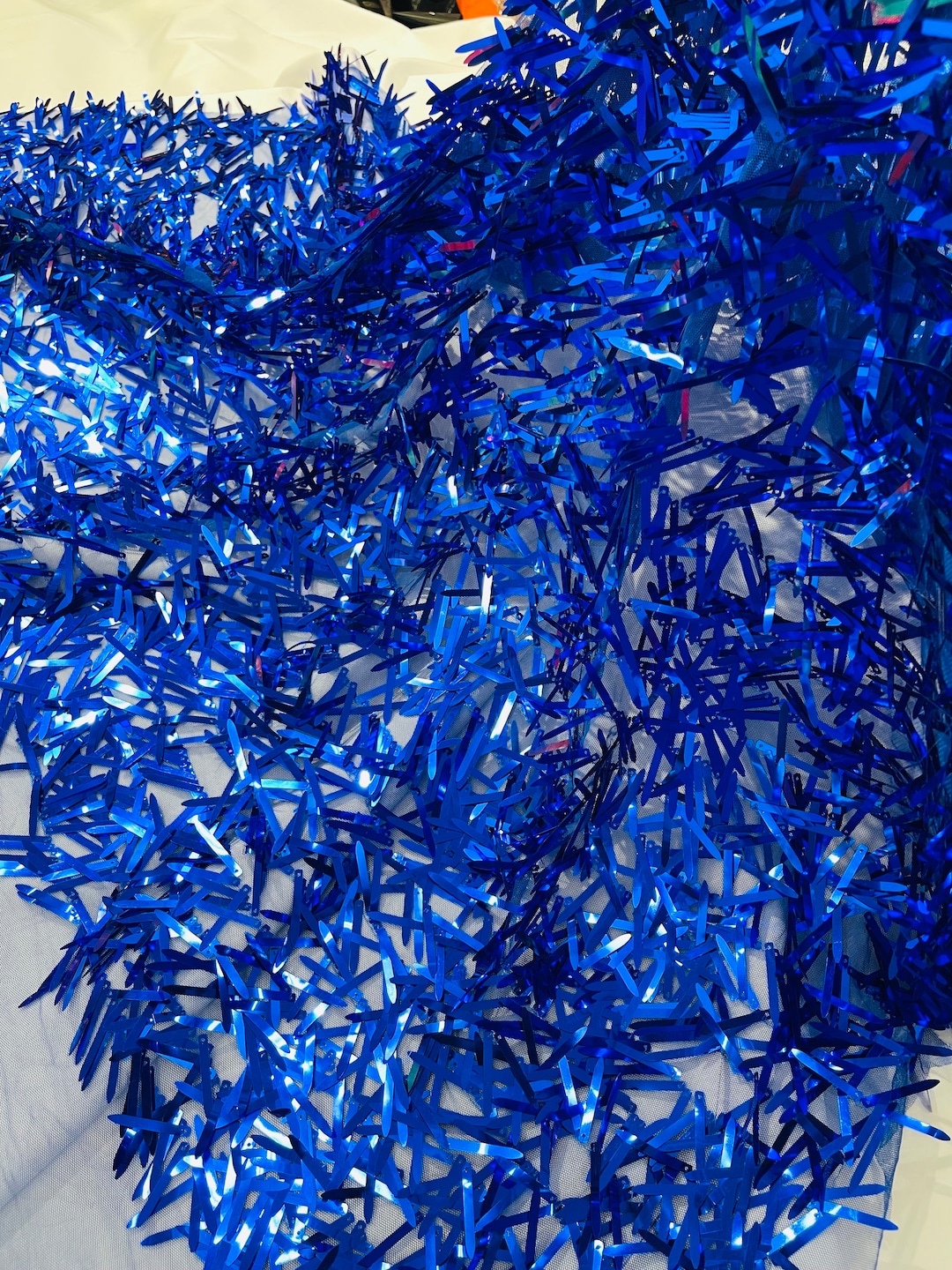 Royal Blue Sword Shaped Sequins by the Yard, Long Strips Sequins Fabric ...