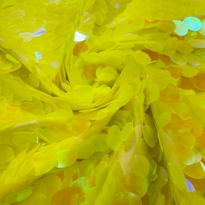 Yellow Iridescent Jumbo Sequins Oval Sequin Paillette by the Yard ...