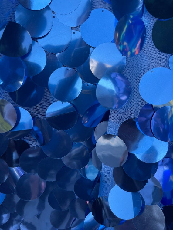 Tela de lentejuelas grandes azules lentejuelas de circulo de paillette de 1.5 tela de lentejuelas sirenas de lagrima redonda en el estiramiento de 2 vias elija un tamano Etsy Mexico
