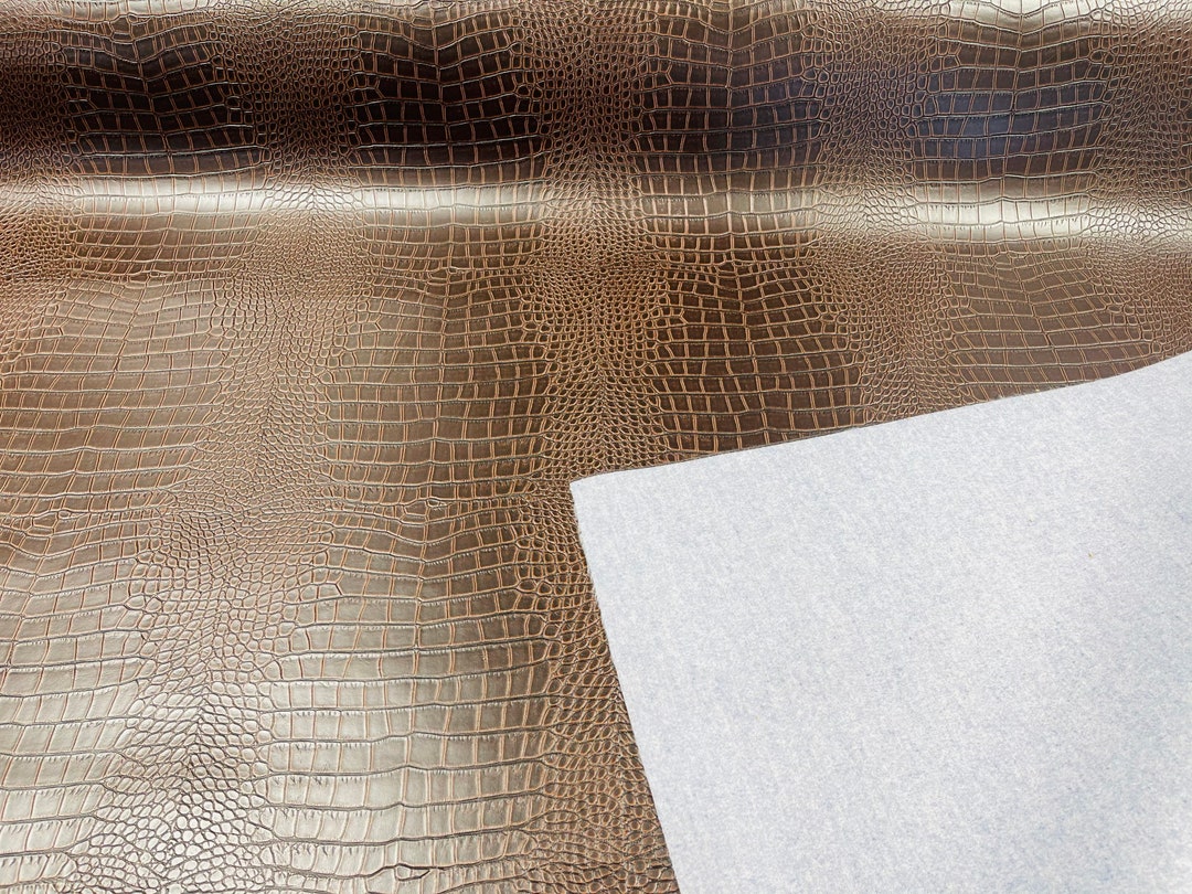 Coffee Crocodile Faux Fake Leather Vinyl Fabric, Embossed Crocodile ...