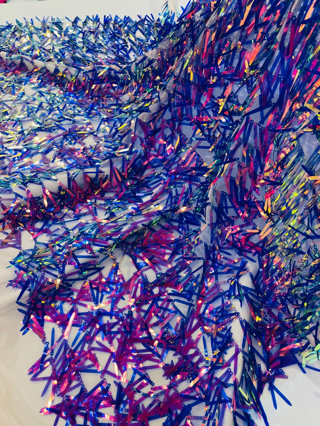 Royal Iridescent Sword Shaped Sequins by the Yard, Long Strips Sequins ...