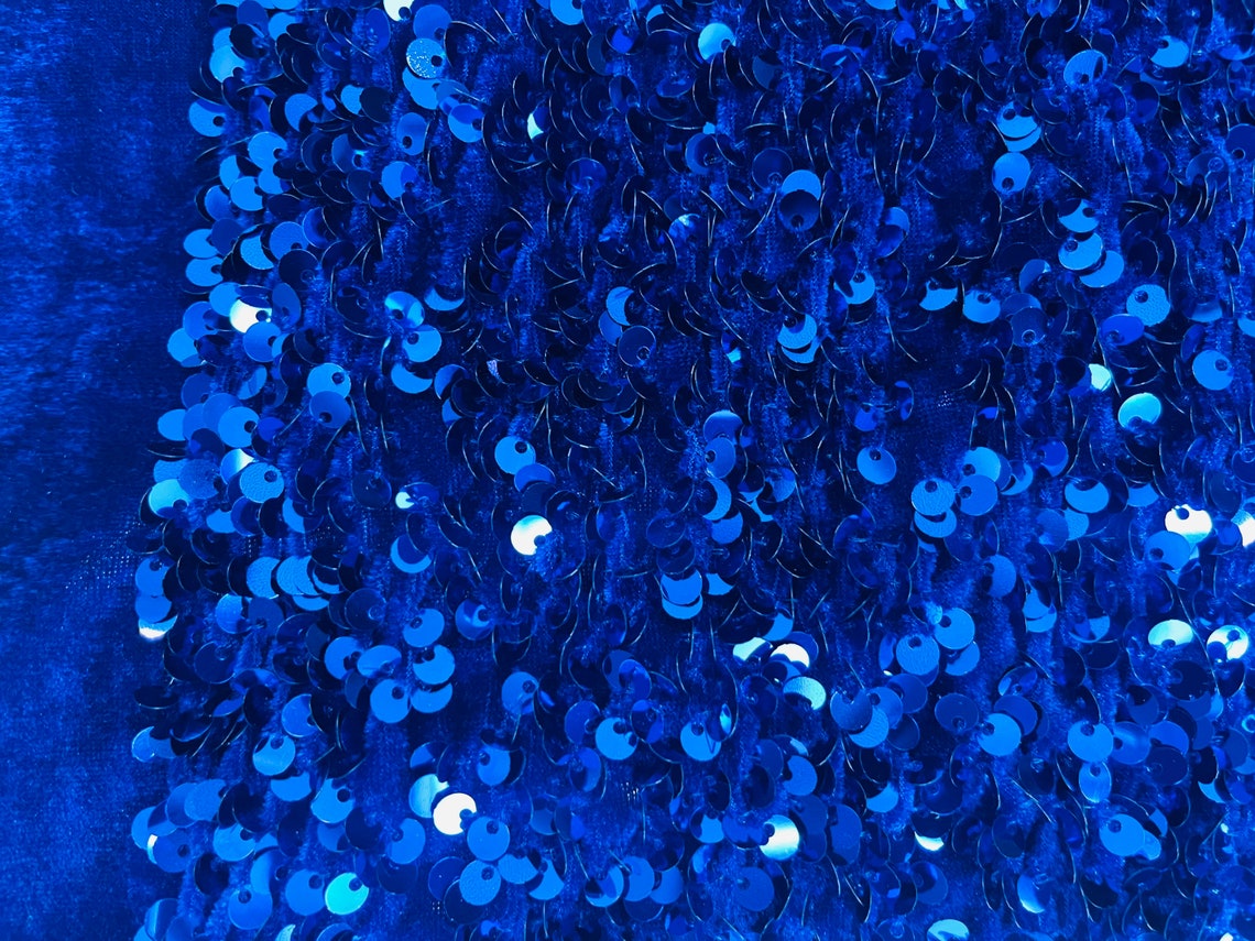 Royal Blue Sequin on Royal Stretch Velvet With Luxury Sequins - Etsy