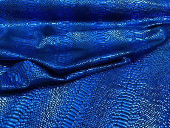 Black/royal Blue Snake Design Metallic Nylon Spandex With | Etsy