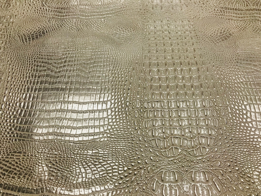 Gold Crocodile Embossed Faux Leather Vinyl Fabric - Upholstery by the ...