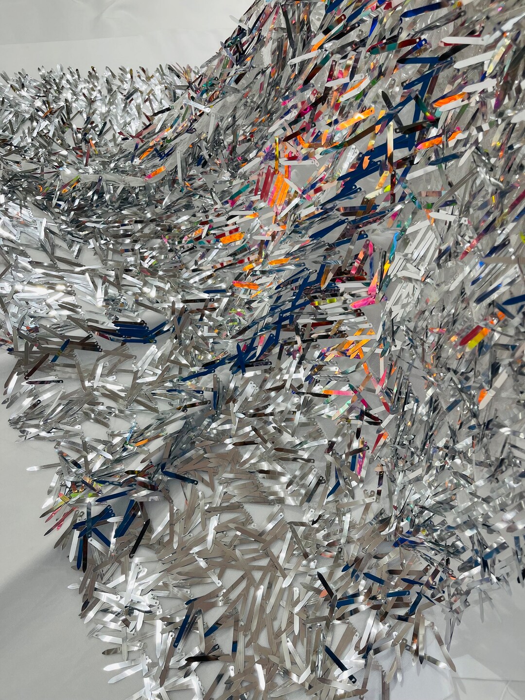 Silver Sword Shaped Sequins by the Yard, Long Strips Sequins Fabric ...