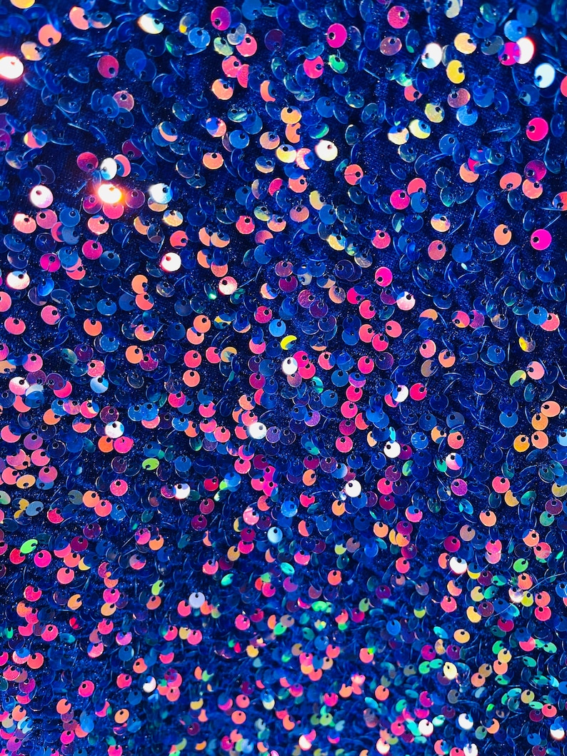 Iridescent Rainbow Sequin Royal Blue Stretch Velvet Fabric - Etsy UK