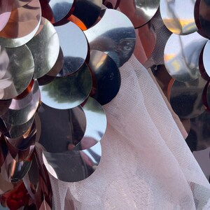 Blush Big Sequin Fabric, 1.5” Paillette Circle Sequin, Round Tear Drop ...