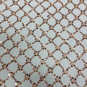 Rose Gold Geometric Pattern Bead Fabric, Embroidery Beaded Sequins ...