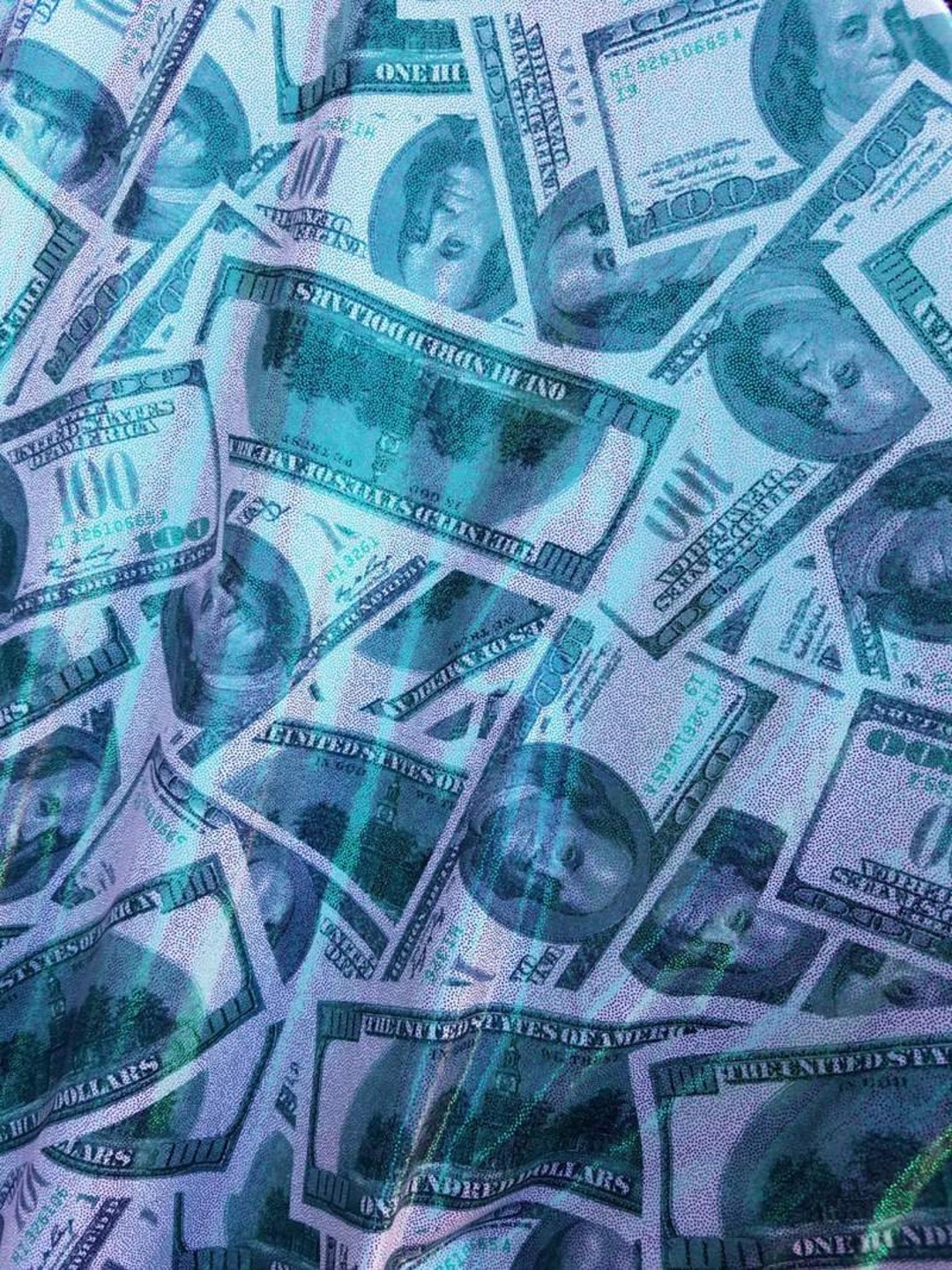 Mia's Fabrics Inc, Money Print Fabric - Metallic Green - 100 Dollar ...