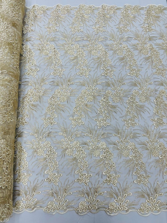 Metallic lace fabric by the yard store