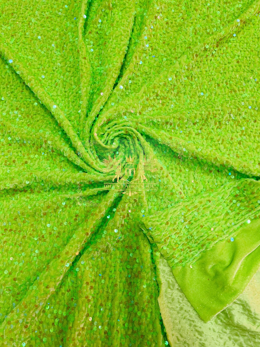 Lime Green Iridescent Sequin Fabric: Stretch Velvet, 2-way Stretch - Etsy