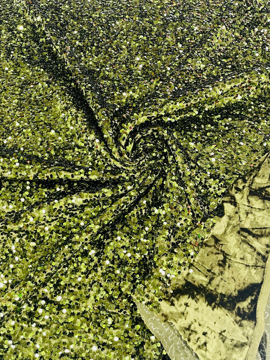 Olive Sequin Fabric: 5mm Sequins on Stretch Velvet - by the Yard - Etsy