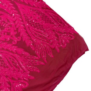 Neón Hot Pink Sequin Fabric 4 Way Stretch Damask Design Sequins on ...