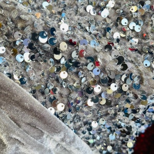 Gray Sequin on Gray Stretch Velvet With Luxury Sequins All Over 5mm ...