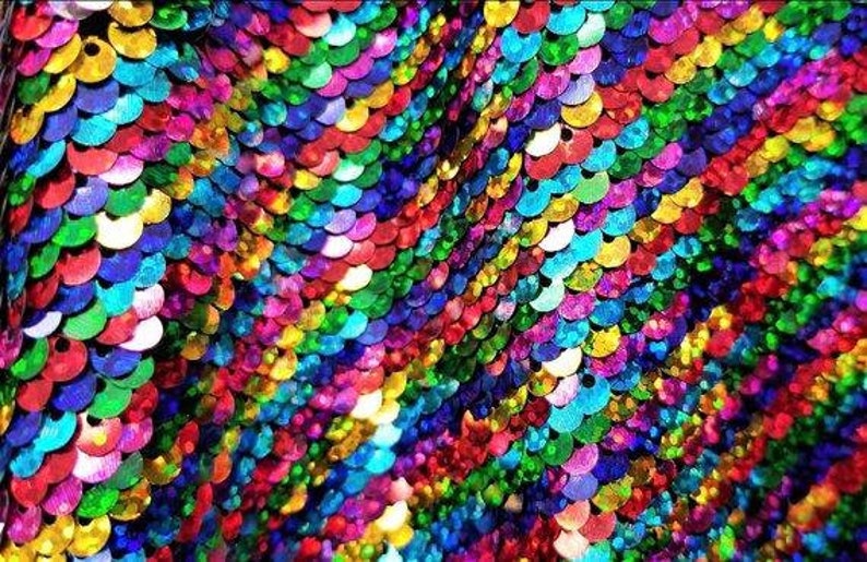 Multi-color/silver Flip up Sequins Reversible 2-way Stretch - Etsy