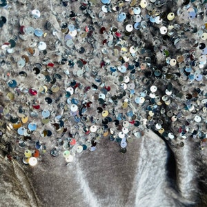 Gray Sequin on Gray Stretch Velvet With Luxury Sequins All Over 5mm ...