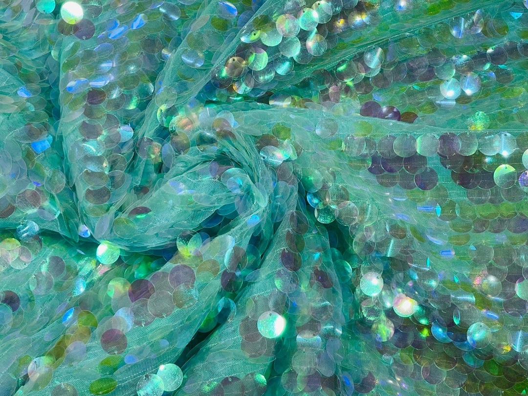 Iridescent Sequin Fabric: Mint Mesh, Round & Teardrop Paillettes - Etsy