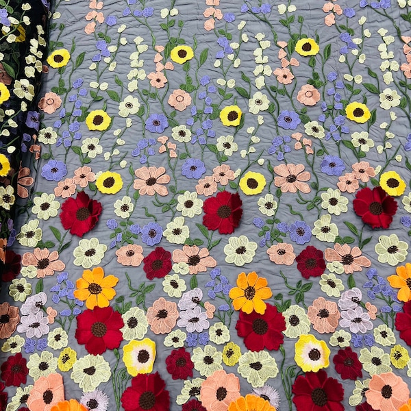 Floral Mesh Fabric - Etsy