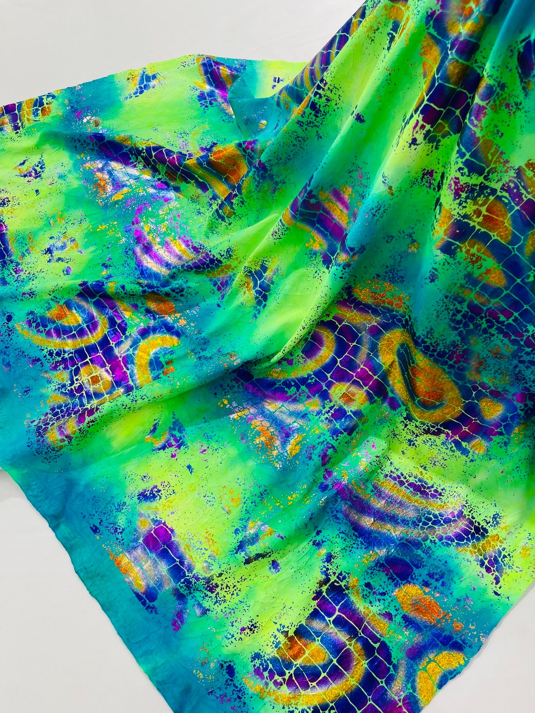 Multi Color Hologram Crocodile Design Tay Day Nylon Spandex, Metallic ...