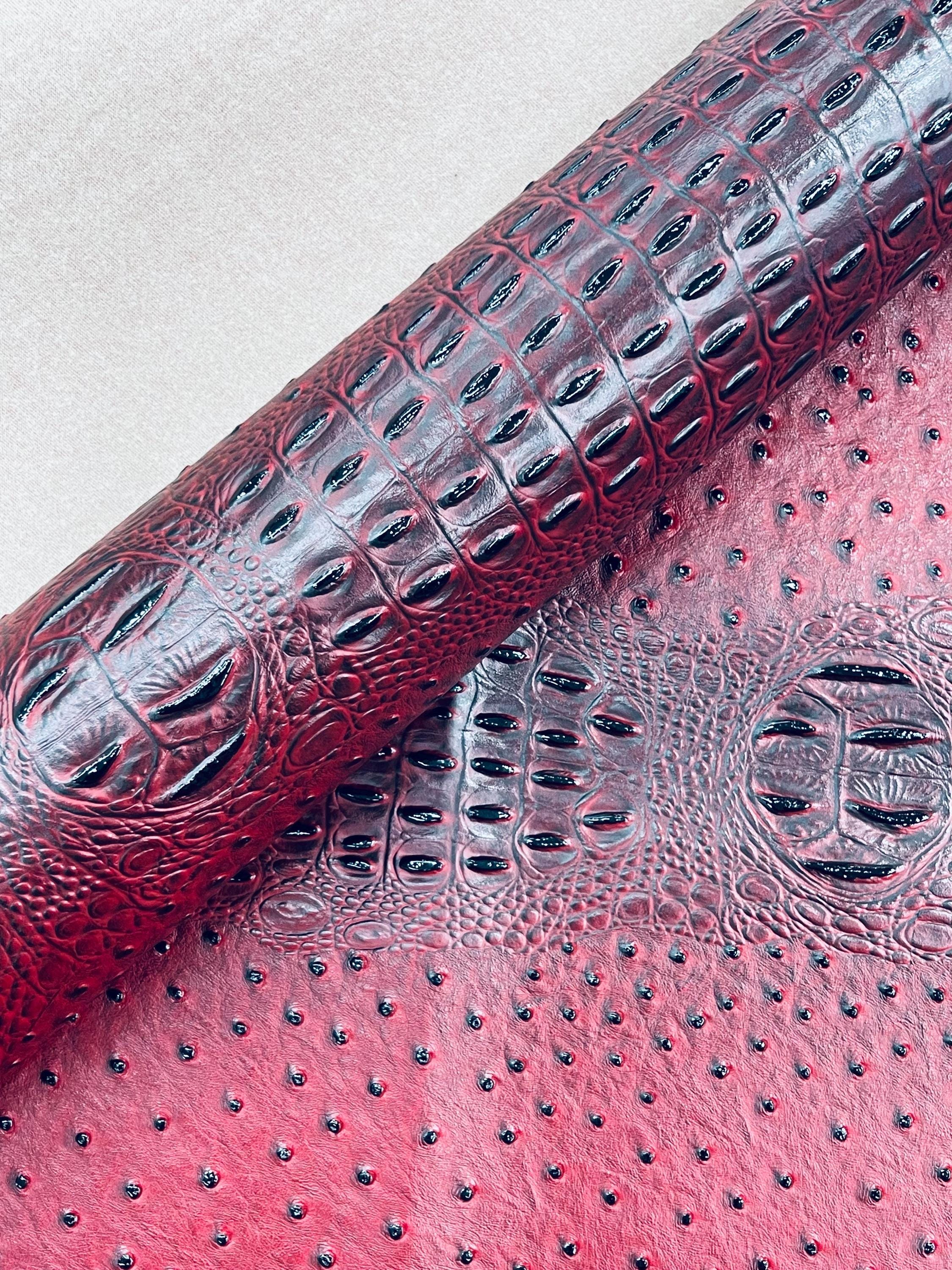 Burgundy Embossed Ostrich Gator Vinyl Fabric: Upholstery, Purses, Shoes ...