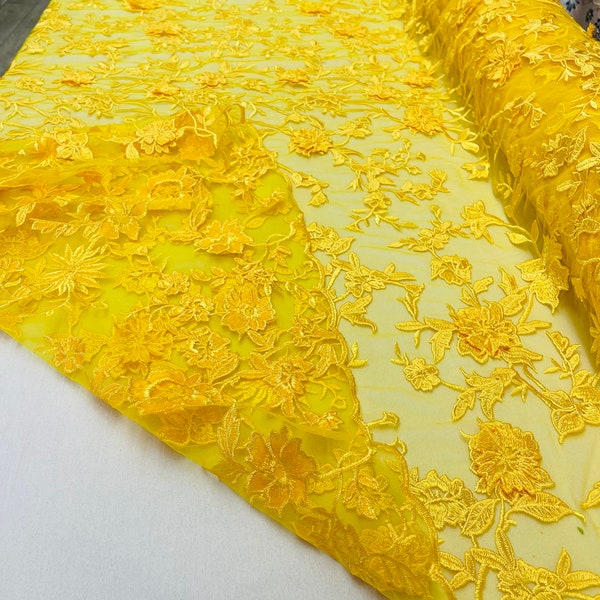 Yellow Lace Fabric - Etsy