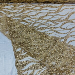 Gold Fire Flame Beaded Fabric by the Yard Bridal Wedding Beaded, Flame ...