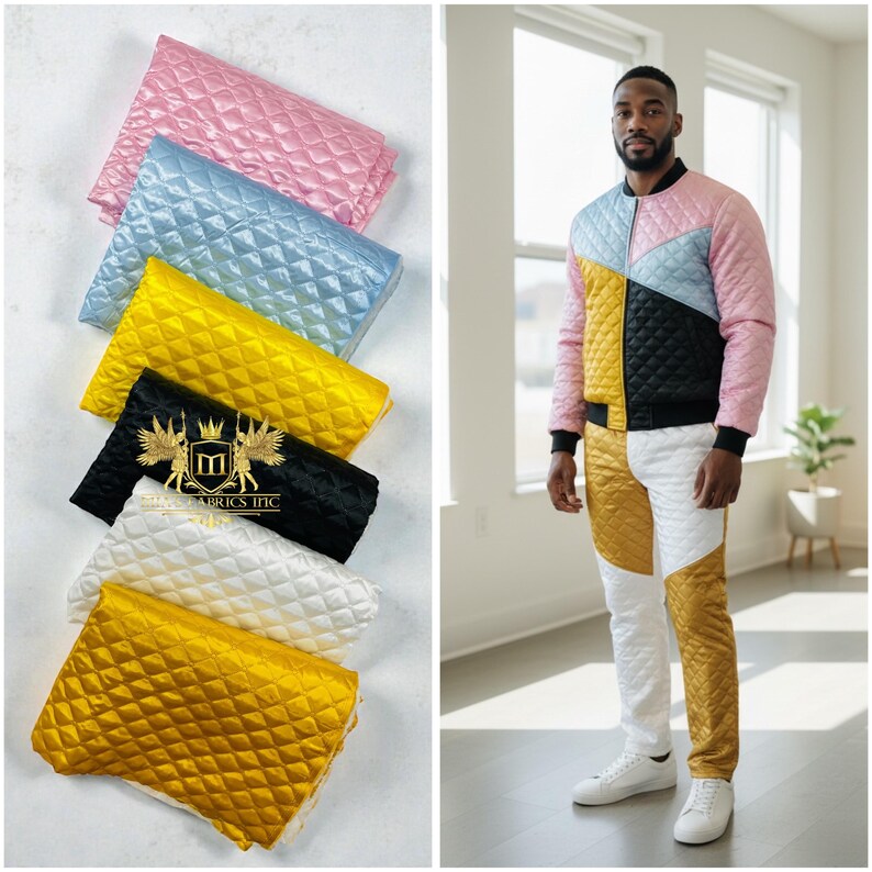 White Quilted Polyester Fabric: Diamond Pattern, 60" Wide, Padded ...