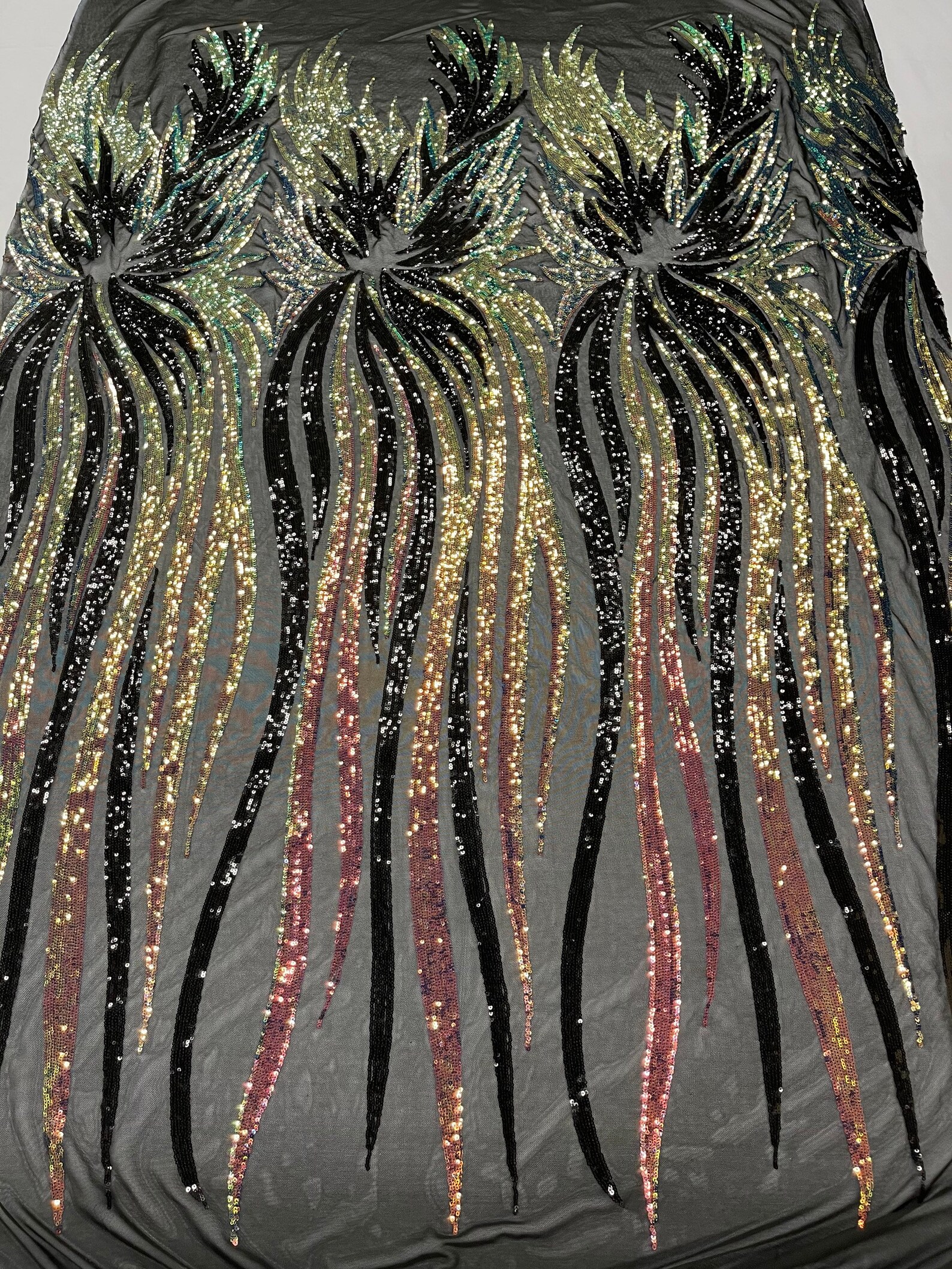 Iridescent Rainbow/Black Sequins on Black Mesh Angel Wings | Etsy
