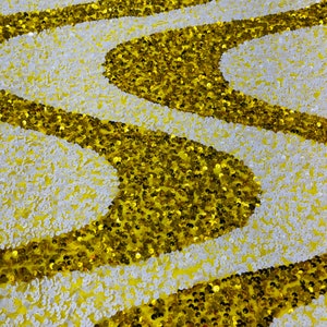 Yellow Sequin Stretch Velvet Fabric: Wavy Line Design, 5mm Sequins - Etsy